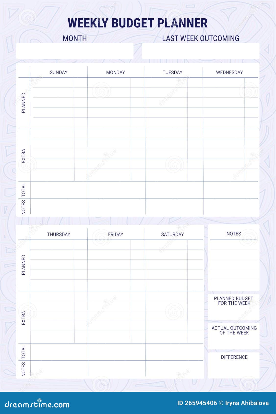 Printable Weekly Budget Guide Weekly Budget Planner Template For