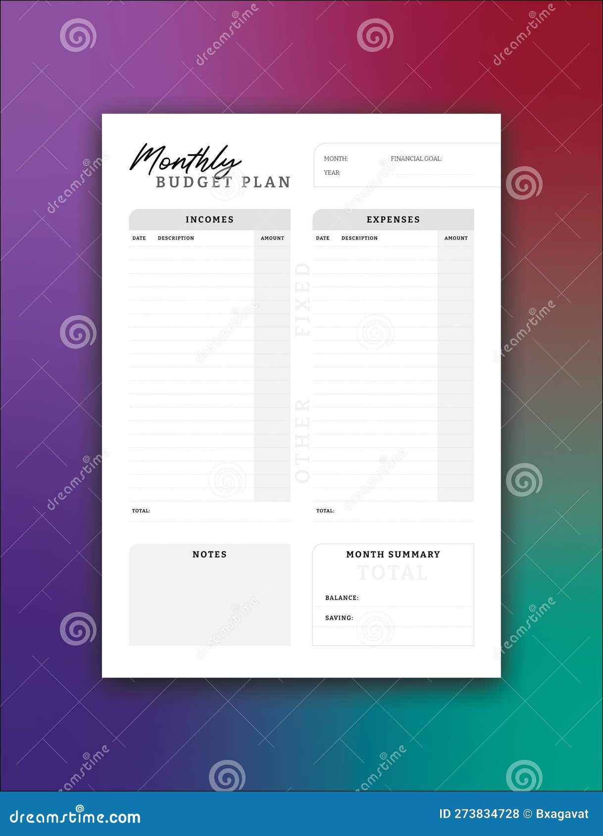 Beautiful Budget Planner Vector Template Stock Vector - Illustration of ...