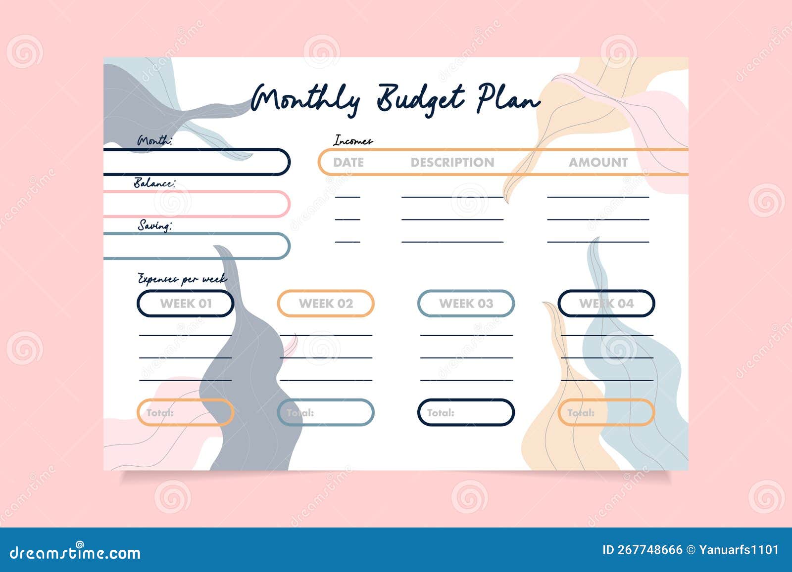Budget Planner Template Vector Stock Illustration - Illustration of ...