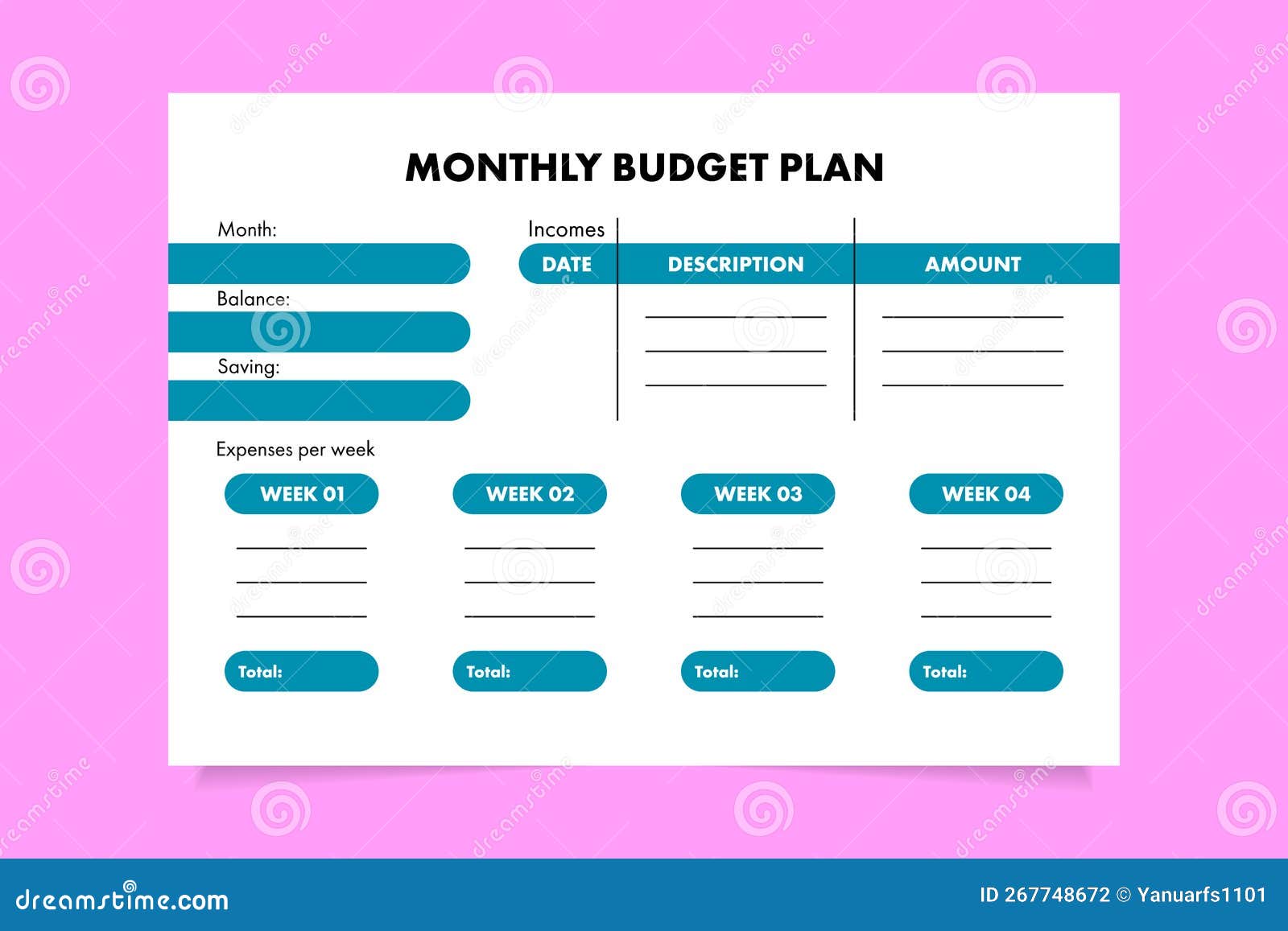 Budget Planner Template Vector Stock Illustration - Illustration of ...