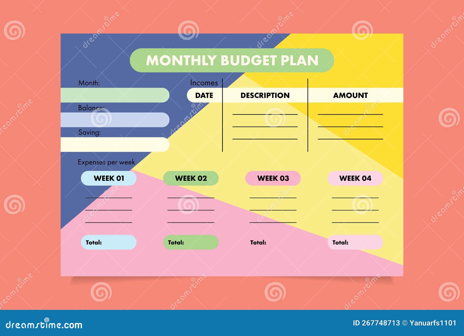 Budget Planner Template Vector Stock Illustration - Illustration of ...