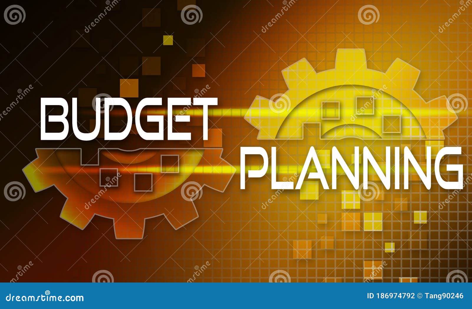 Budget Planning Concept Text On The Mechanism Of Gears. Technology ...