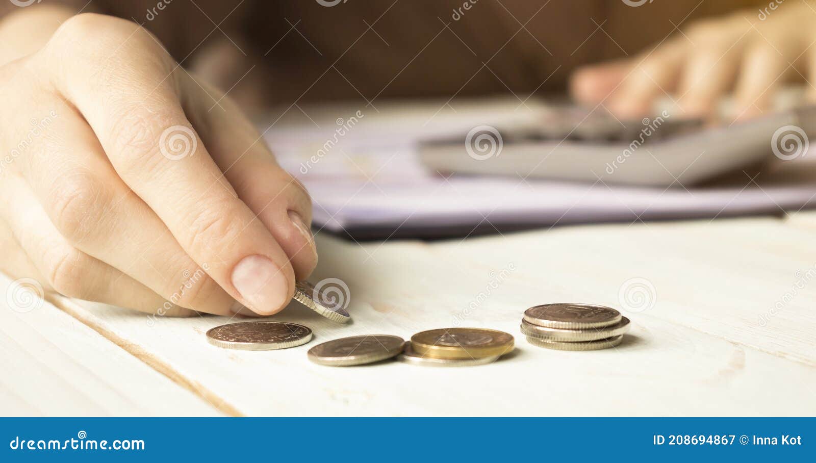 Budget Planning in Crisis. Female Hands Consider Dollars Stock Image ...