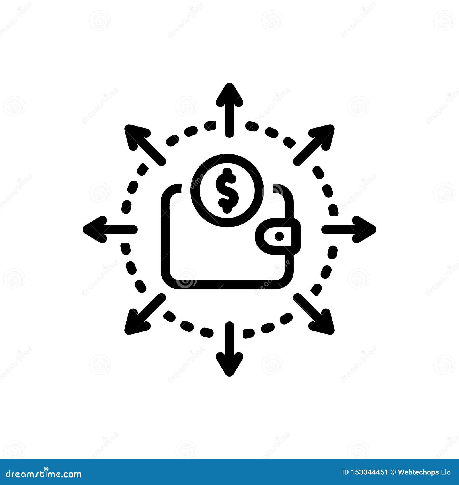Black Line Icon for Budget Spending, Budget and Expense Stock Vector ...