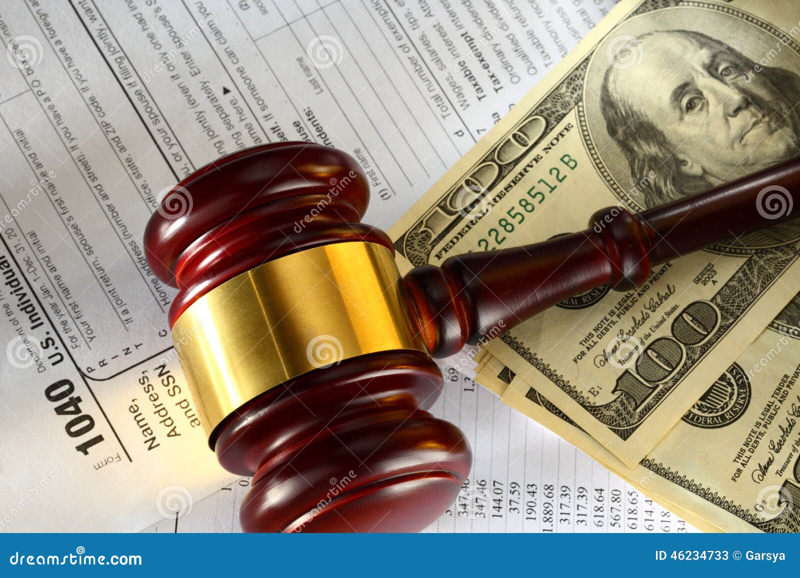 Budget, Tax Form, Gavel and Dollars Stock Image - Image of earnings ...