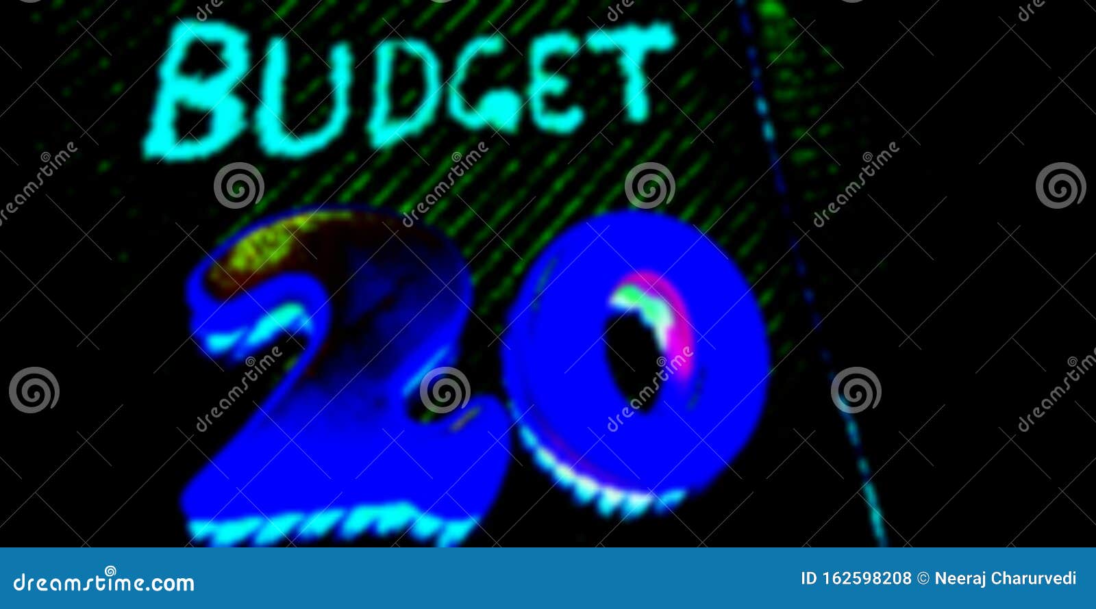 Budget 2020 Text Displayed on Blue Colour at Black Illustrations ...