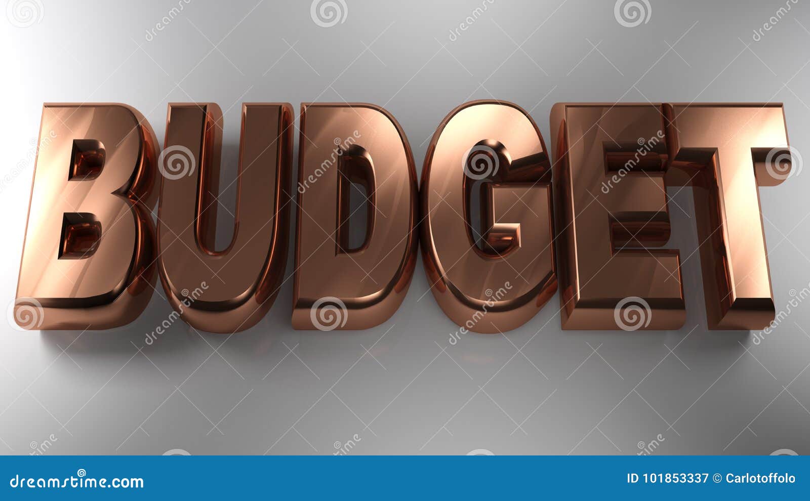 BUDGET Written in Copper 3D Letters - 3D Rendering Stock Illustration ...