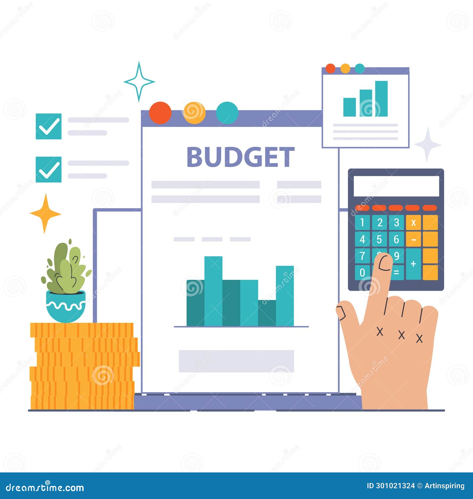 Budgeting Concept. Flat Vector Illustration Stock Vector - Illustration ...