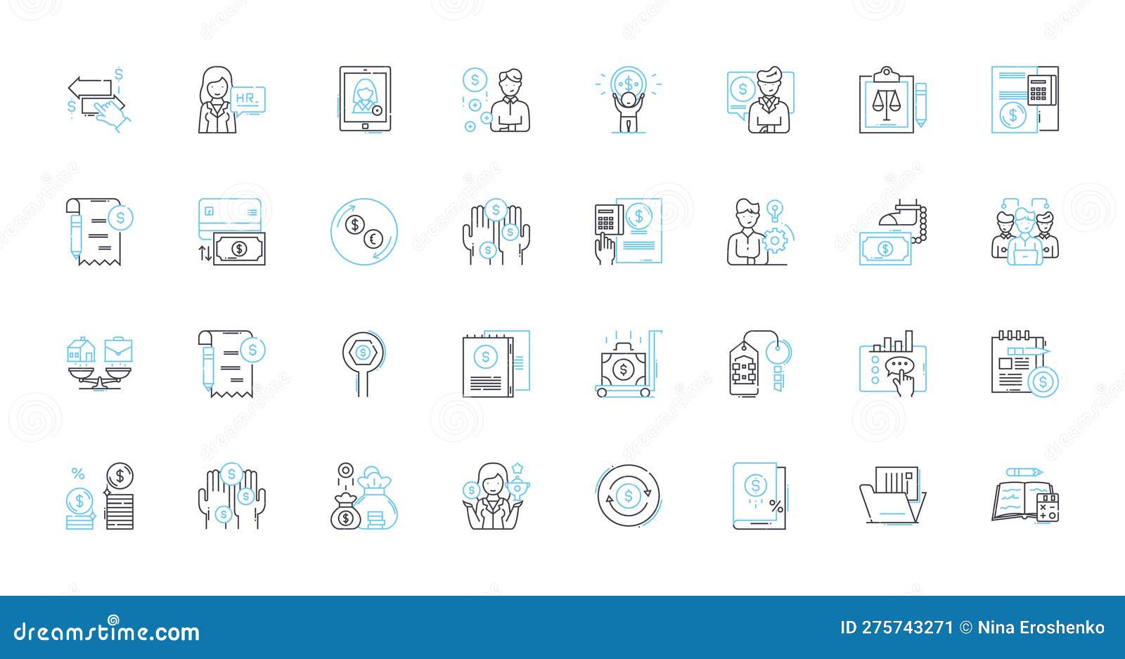 Revenue Estimation Line Icons Collection Forecasting Modeling Projection Analytics