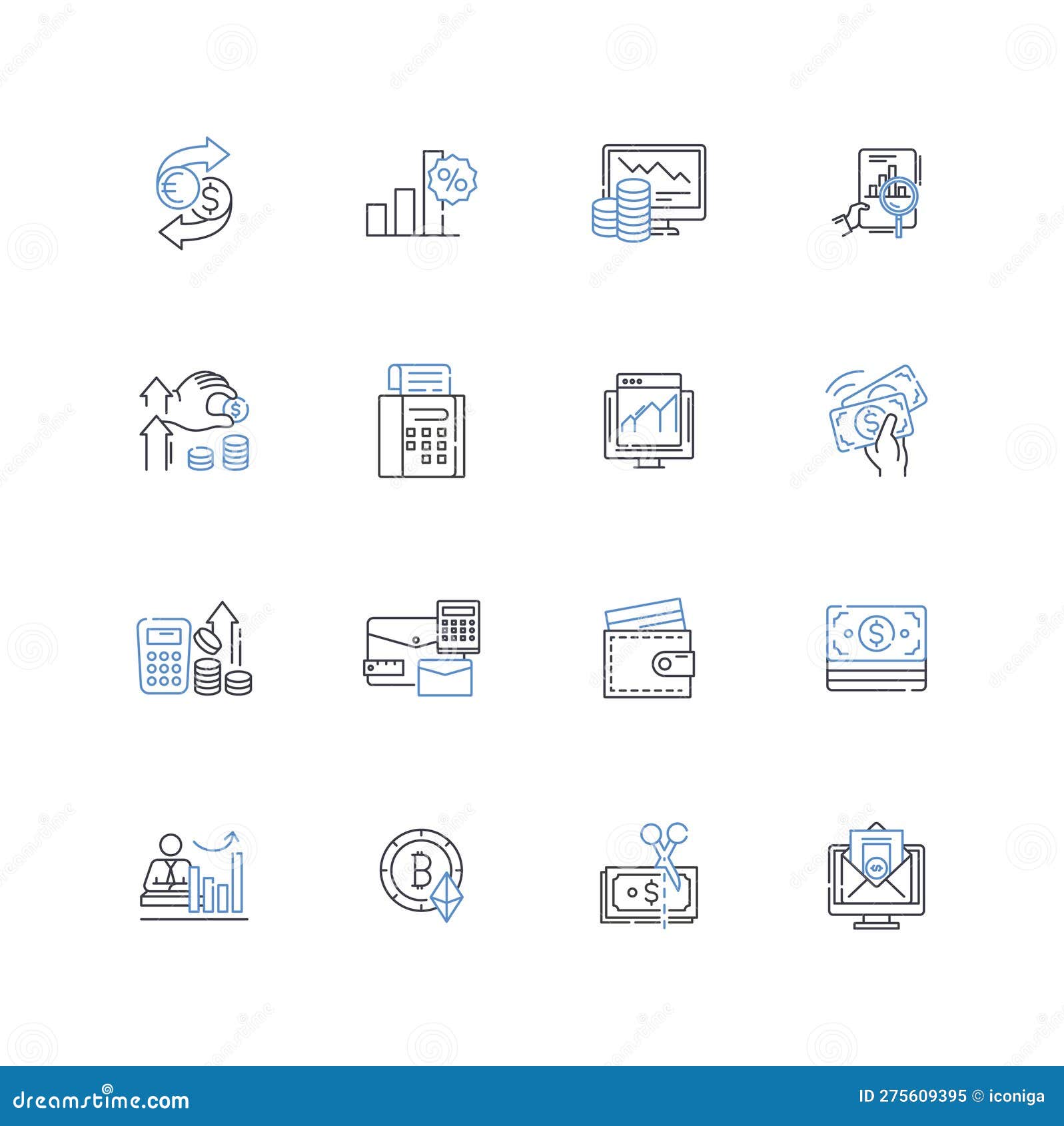 Budgeting Line Icons Collection Frugality Allocation Saving
