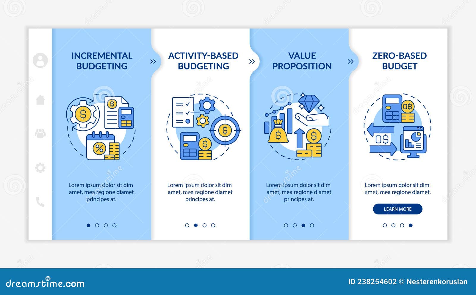 Budgeting Types Blue Circle Infographic Template Vector Illustration ...