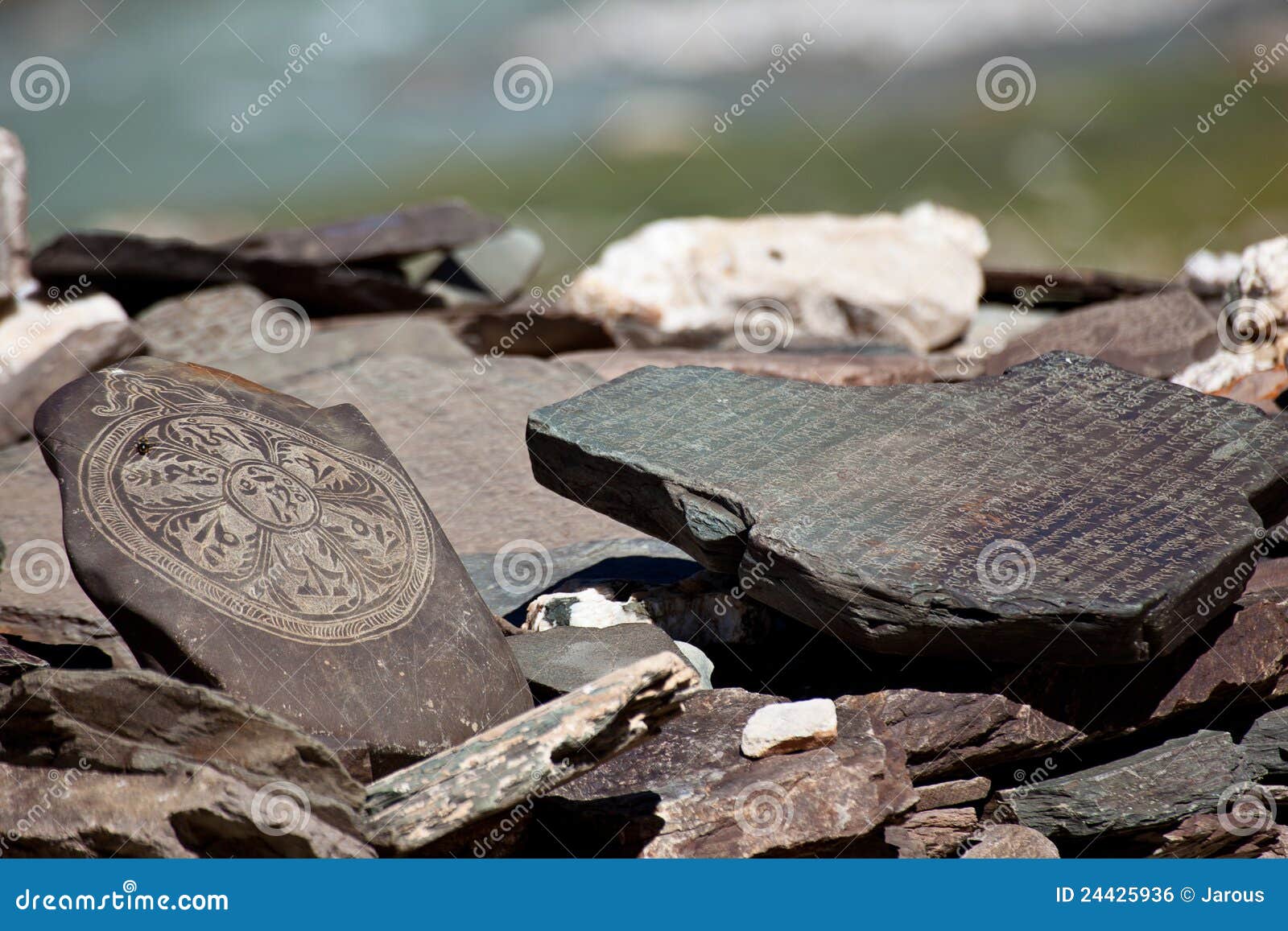 Budhst prayer stones stock photo. Image of inscription - 24425936