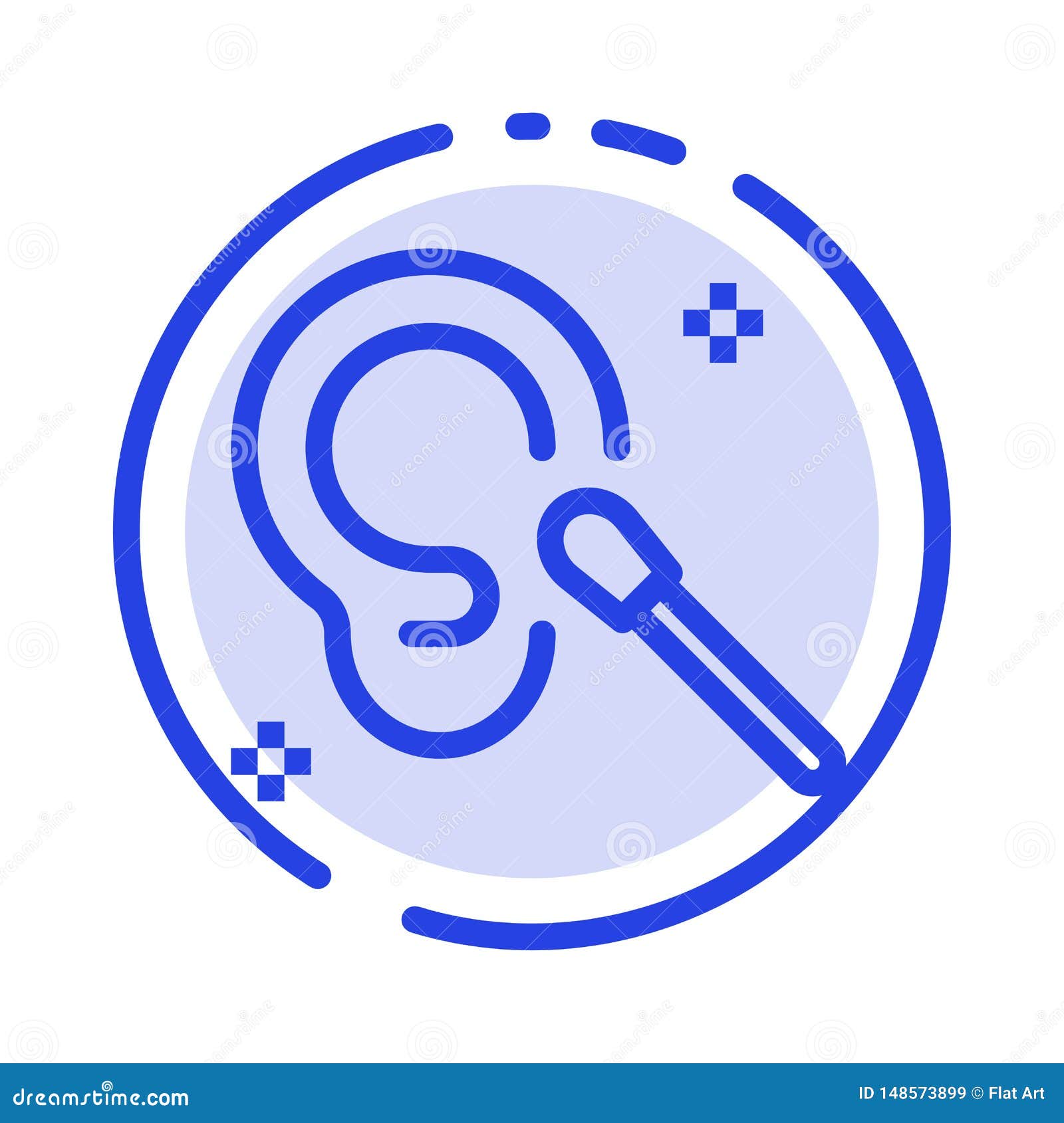 Buds, Ear, Cleaning, Clean Blue Dotted Line Line Icon Stock Vector ...