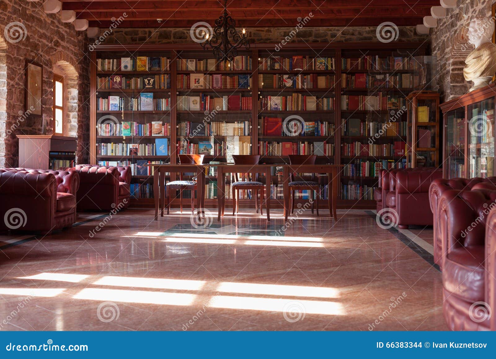 BUDVA, MONTENEGRO - FEBRUARY 7, 2016: the Library in the Citadel Museum ...