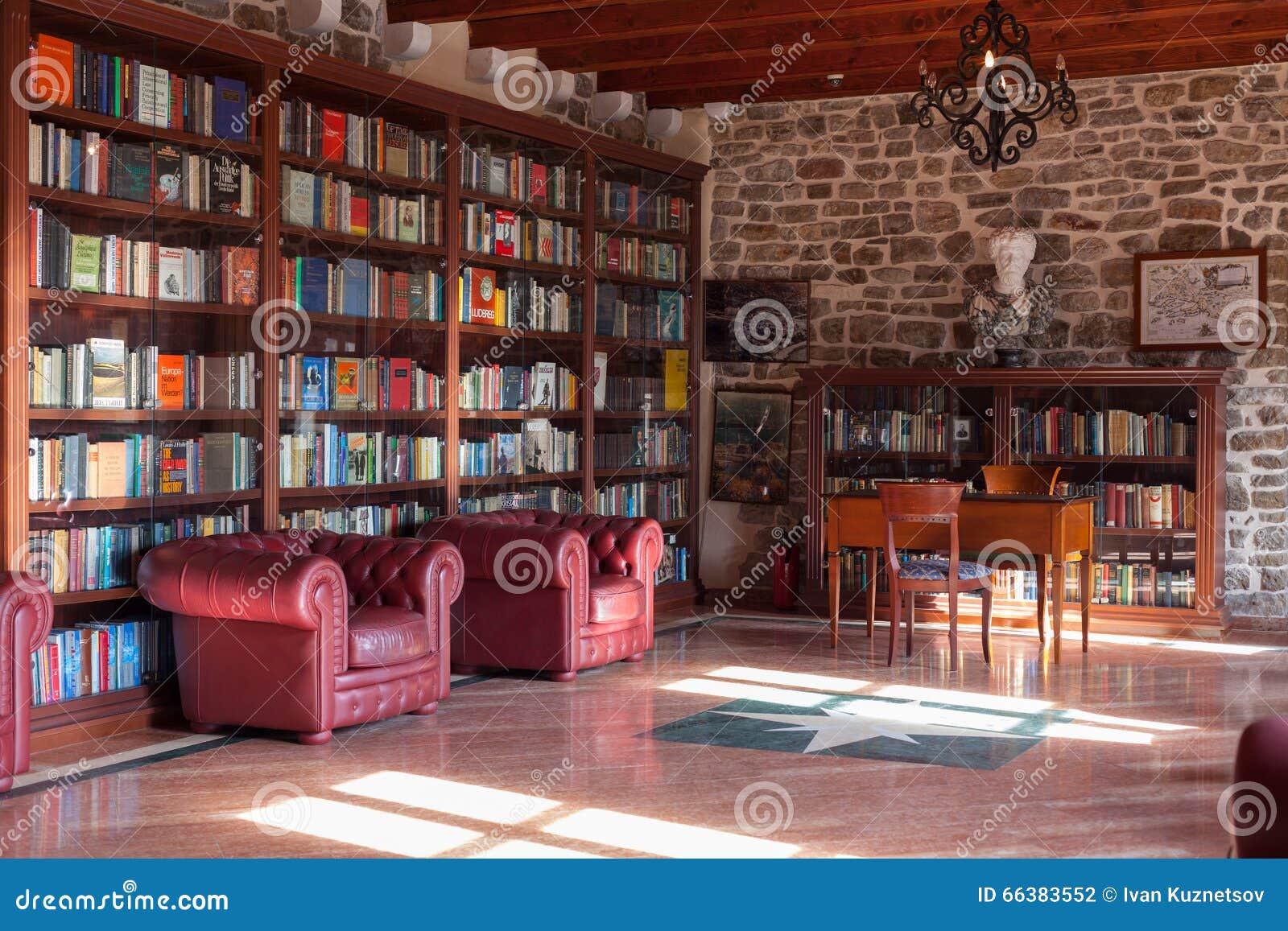 BUDVA, MONTENEGRO - FEBRUARY 7, 2016: the Library in the Citadel Museum ...