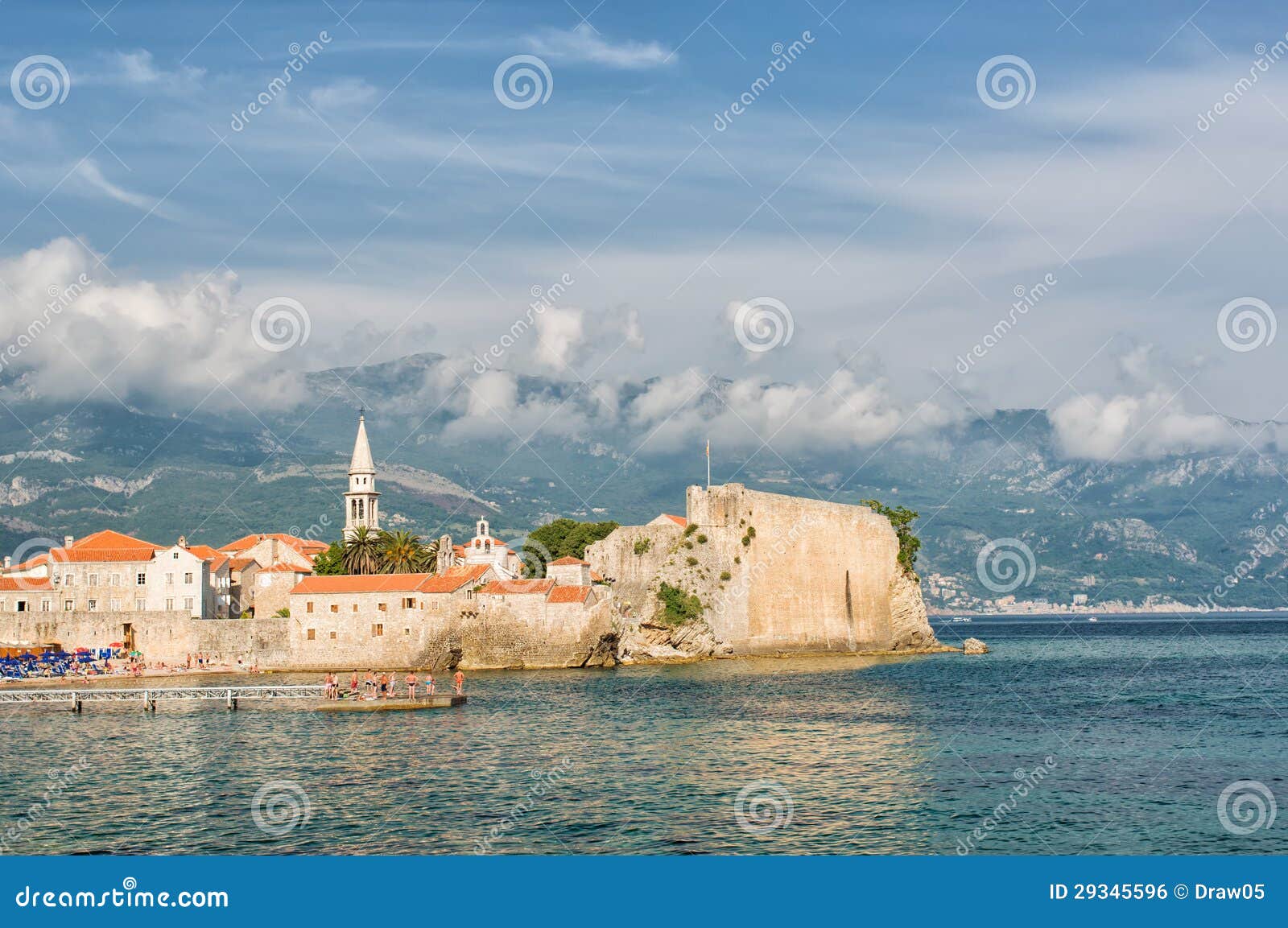 Budva, Summer Adriatic Landscape - Sea and Mountain Stock Photo - Image ...