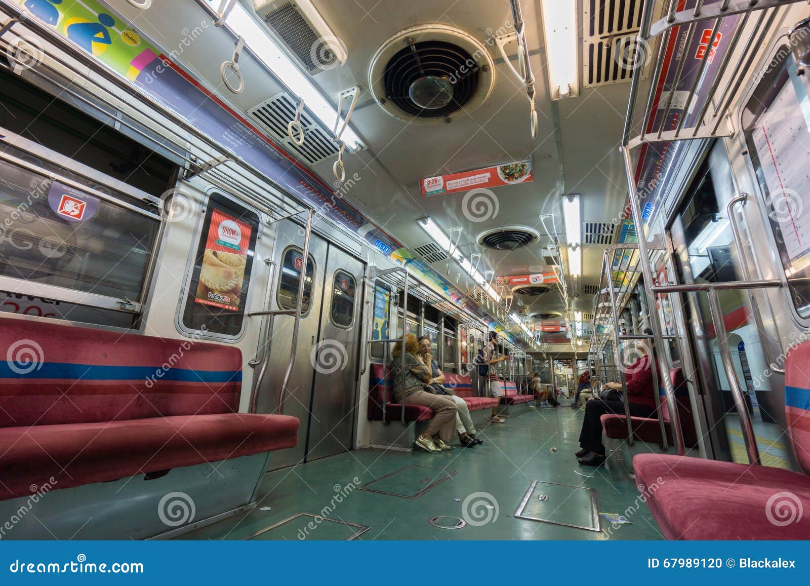 Interior Of A Subway Car In Moscow, Russia. Inside The Empty Subway ...