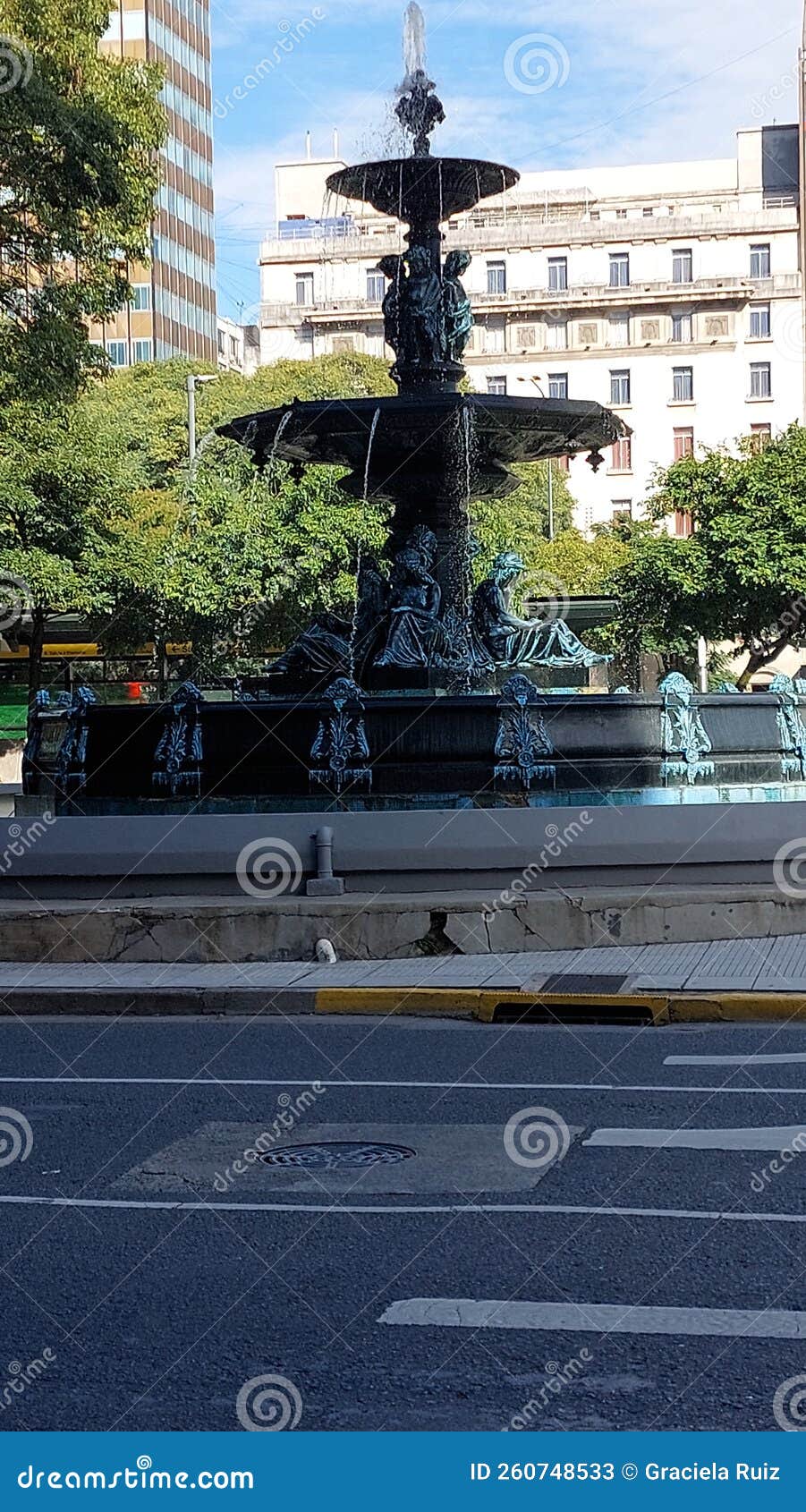 Buenos Aires Water Source Square Fuente Plaza Stock Image - Image of ...