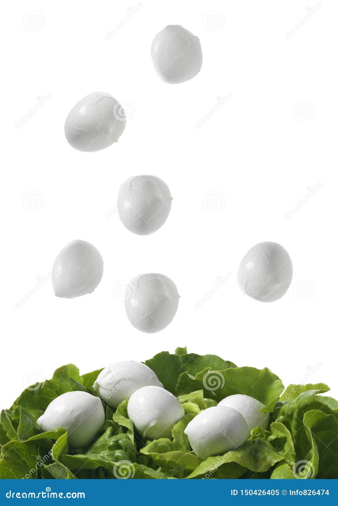 Bufala Mozzarella Falling on Salad Stock Image - Image of female, mouth ...