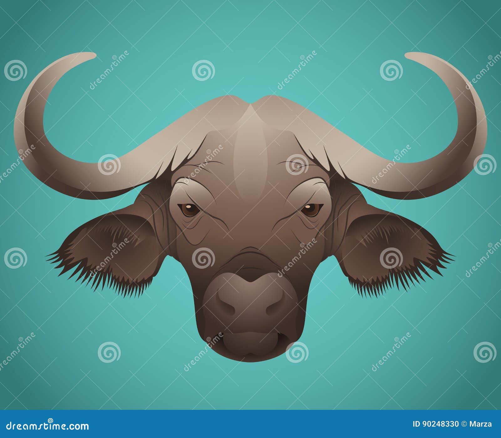 Bufallo head, front view stock vector. Illustration of cartoon - 90248330