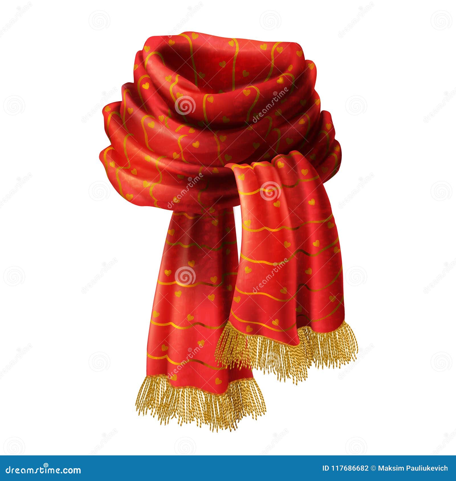 Bufanda Hecha Punto Rojo Del Vector Con El Modelo Decorativo ...