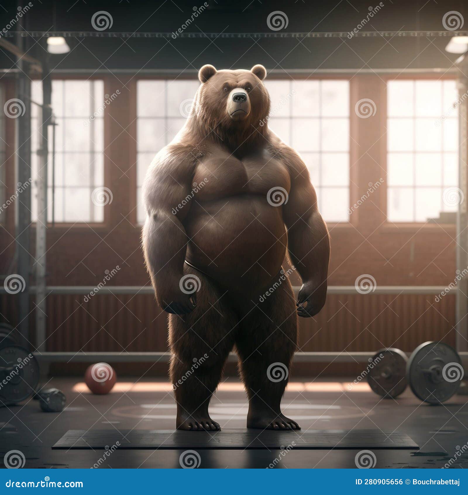 A buff Bear at the Gym stock illustration. Illustration of strong - 280905656