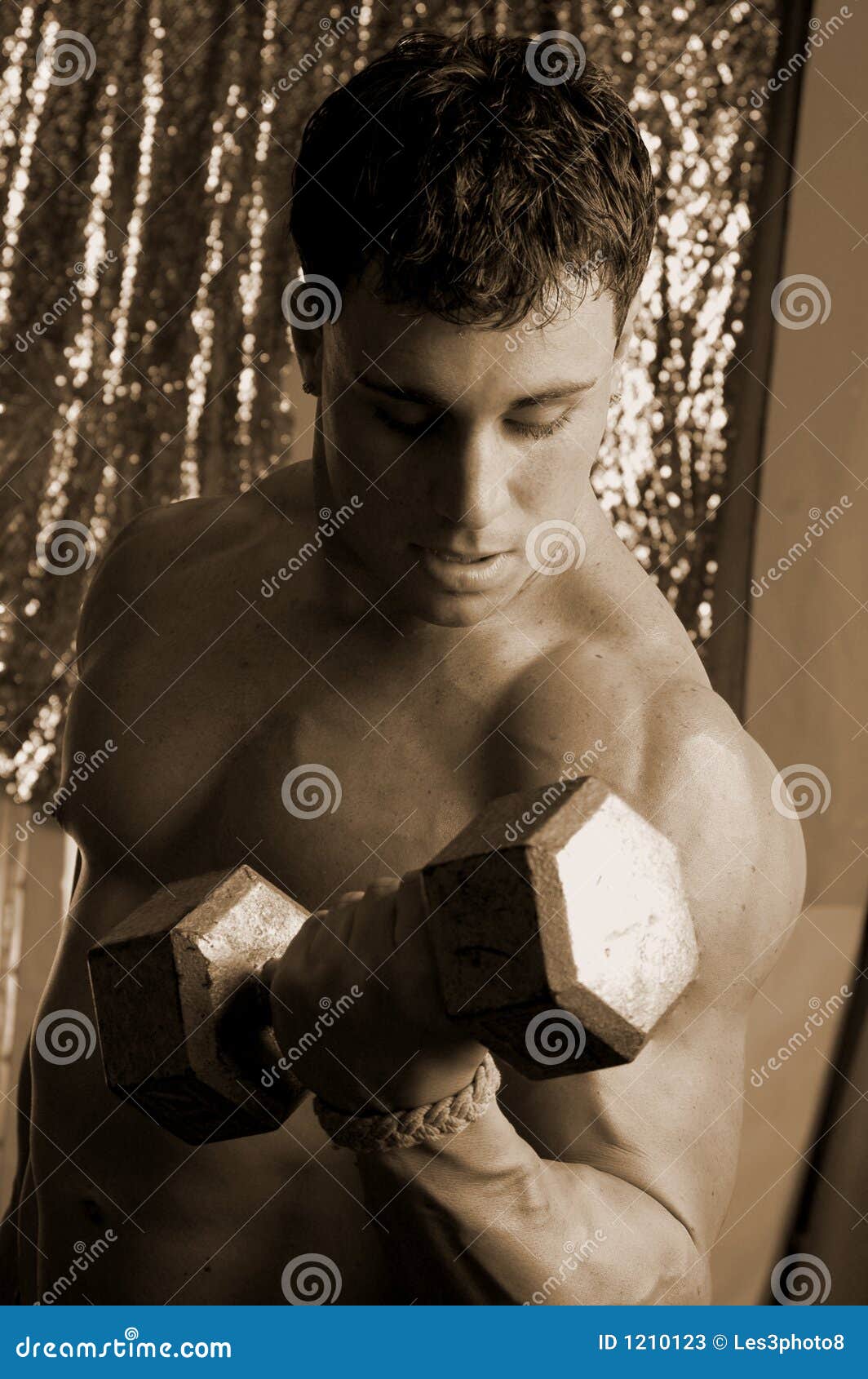 Buff guy with weight stock image. Image of dumbbell, muscle - 1210123