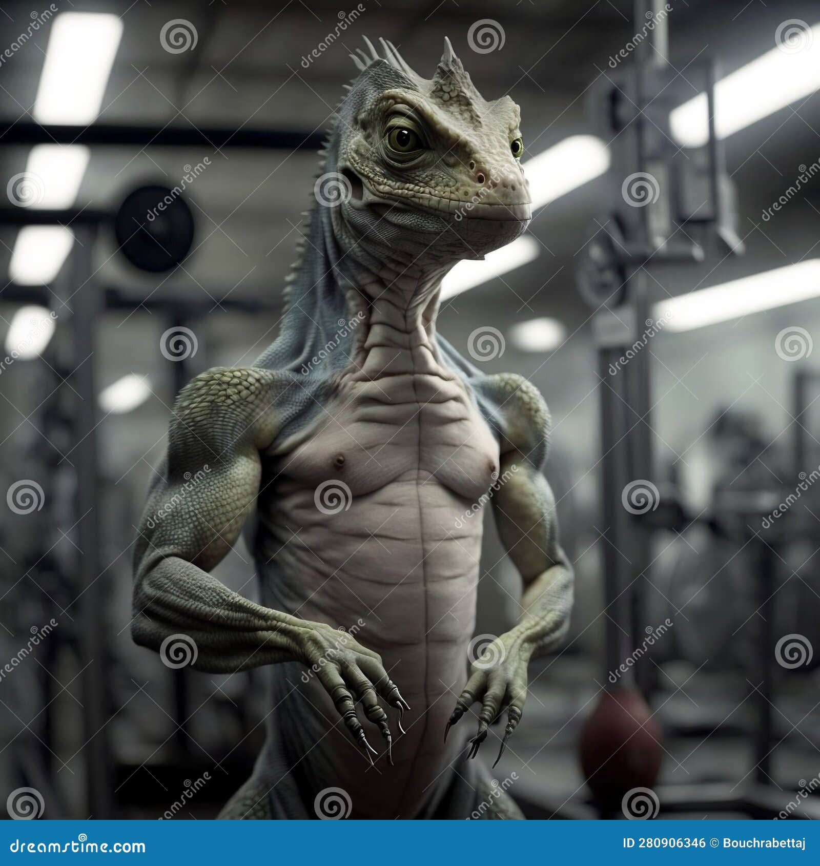 A buff Lizard at the Gym stock illustration. Illustration of dumbbell - 280906346