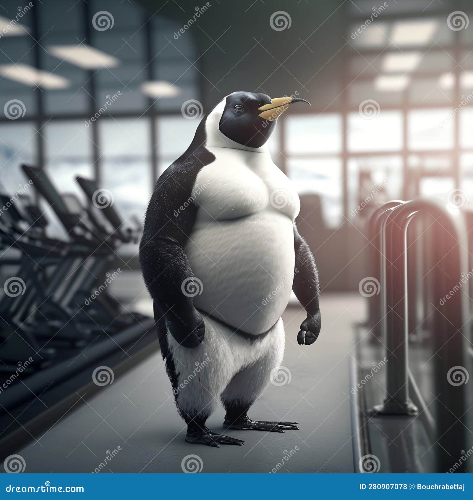 A buff Penguin at the Gym stock illustration. Illustration of stamina ...
