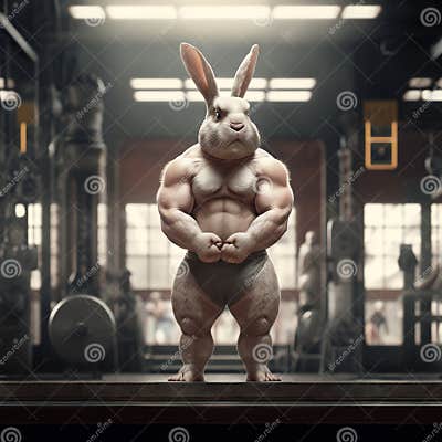 A buff Rabbit at the Gym stock illustration. Illustration of power ...