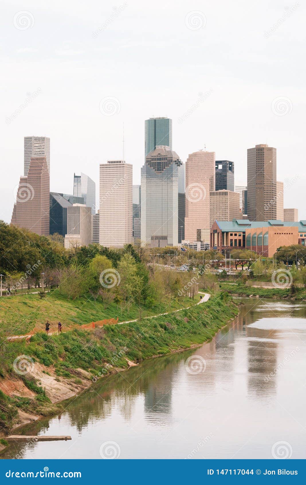 The Buffalo Bayou and Houston Skyline, in Houston, Texas Stock Photo ...