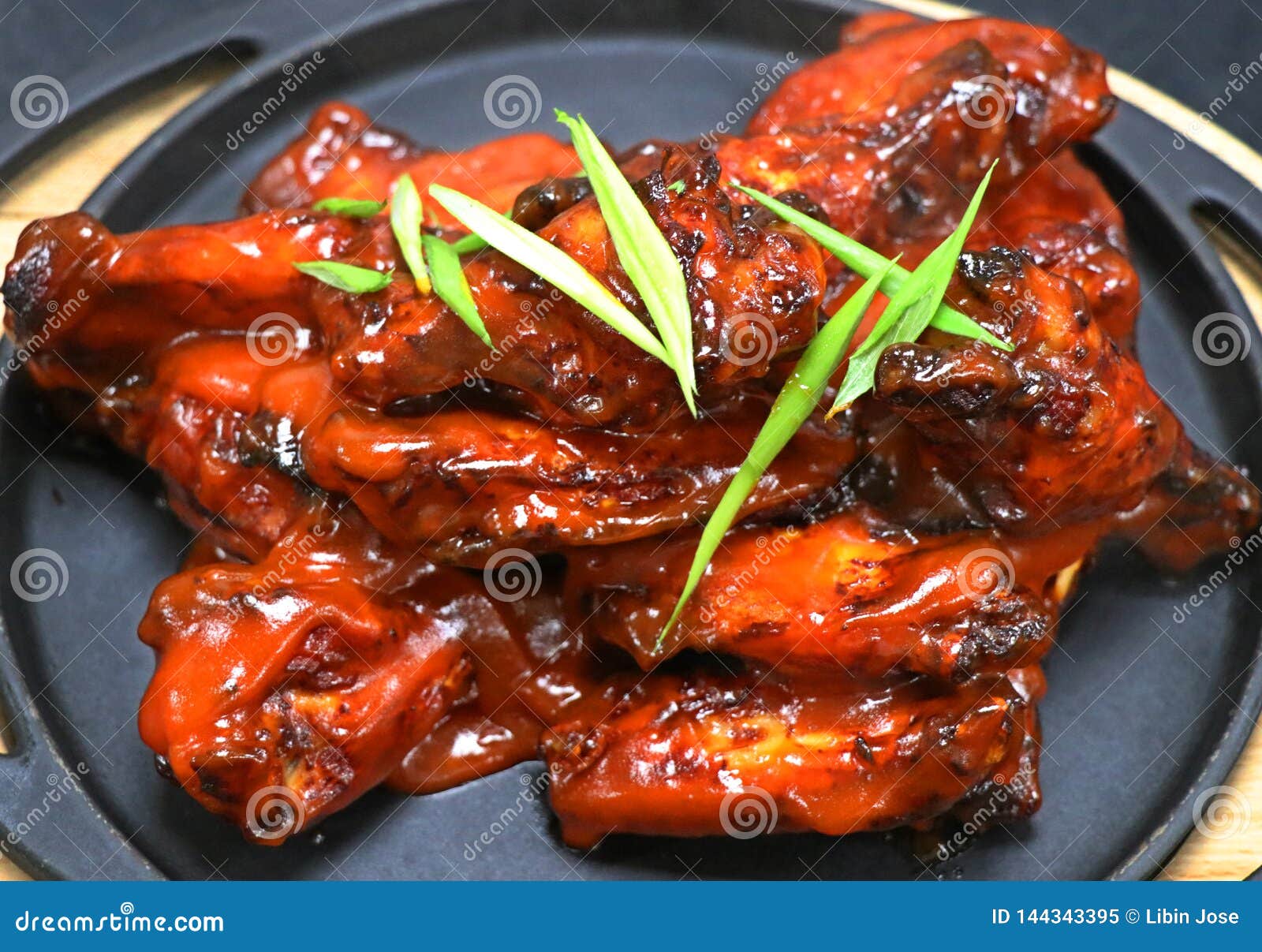 Buffalo Chicken Wings in a Metal Plate Stock Image - Image of fried ...