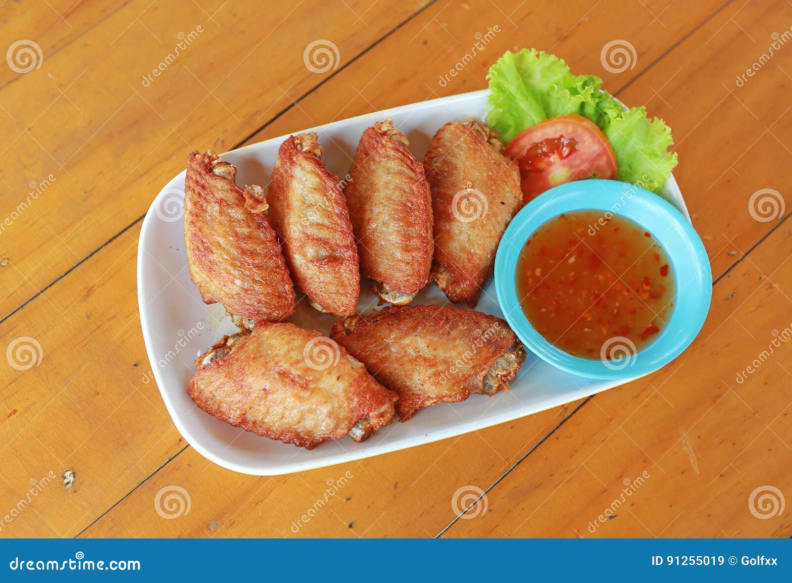 Buffalo Chicken Wings with Sticky Rice Stock Image - Image of deep ...