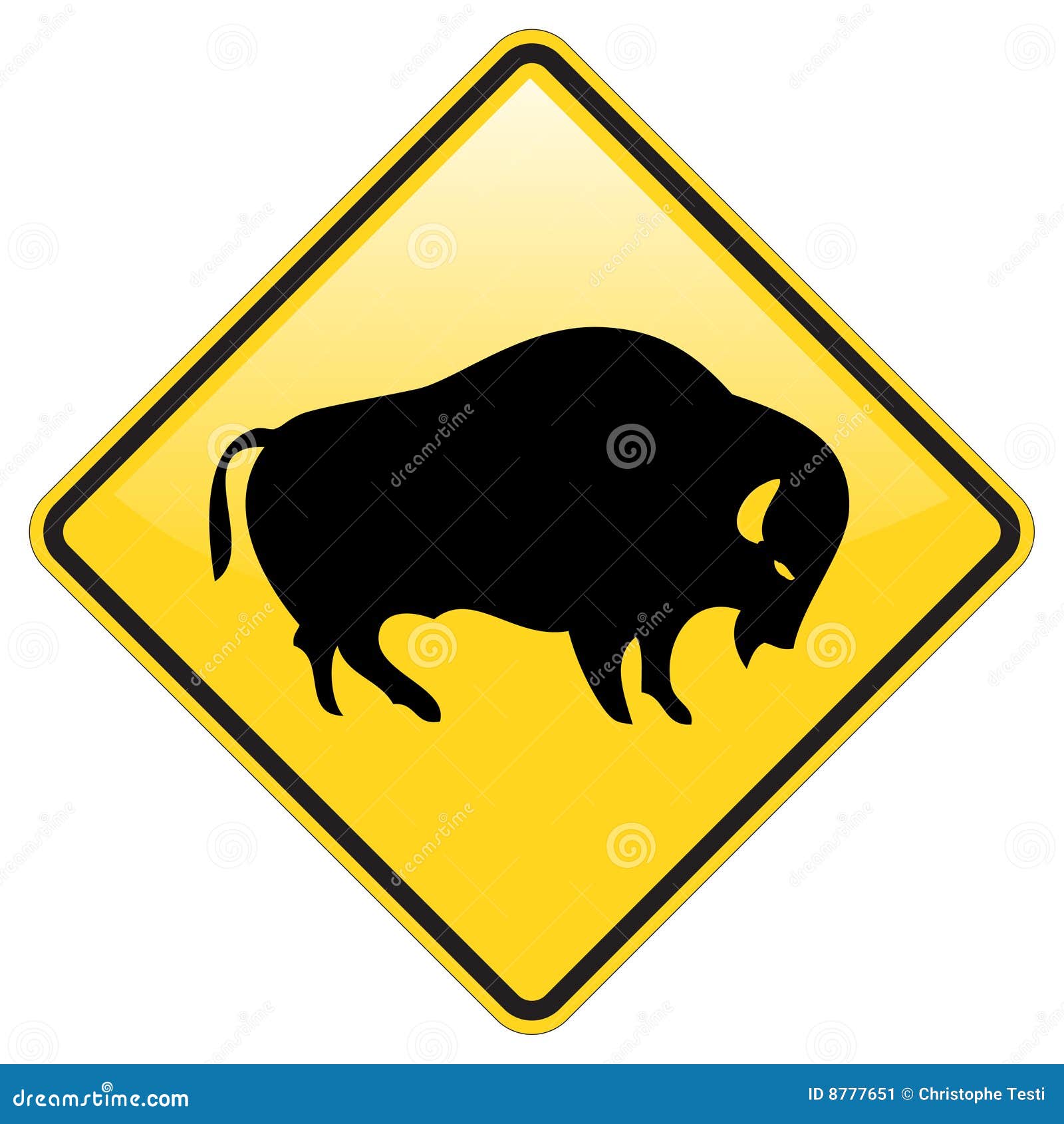 Buffalo crossing warning stock vector. Illustration of safety - 8777651