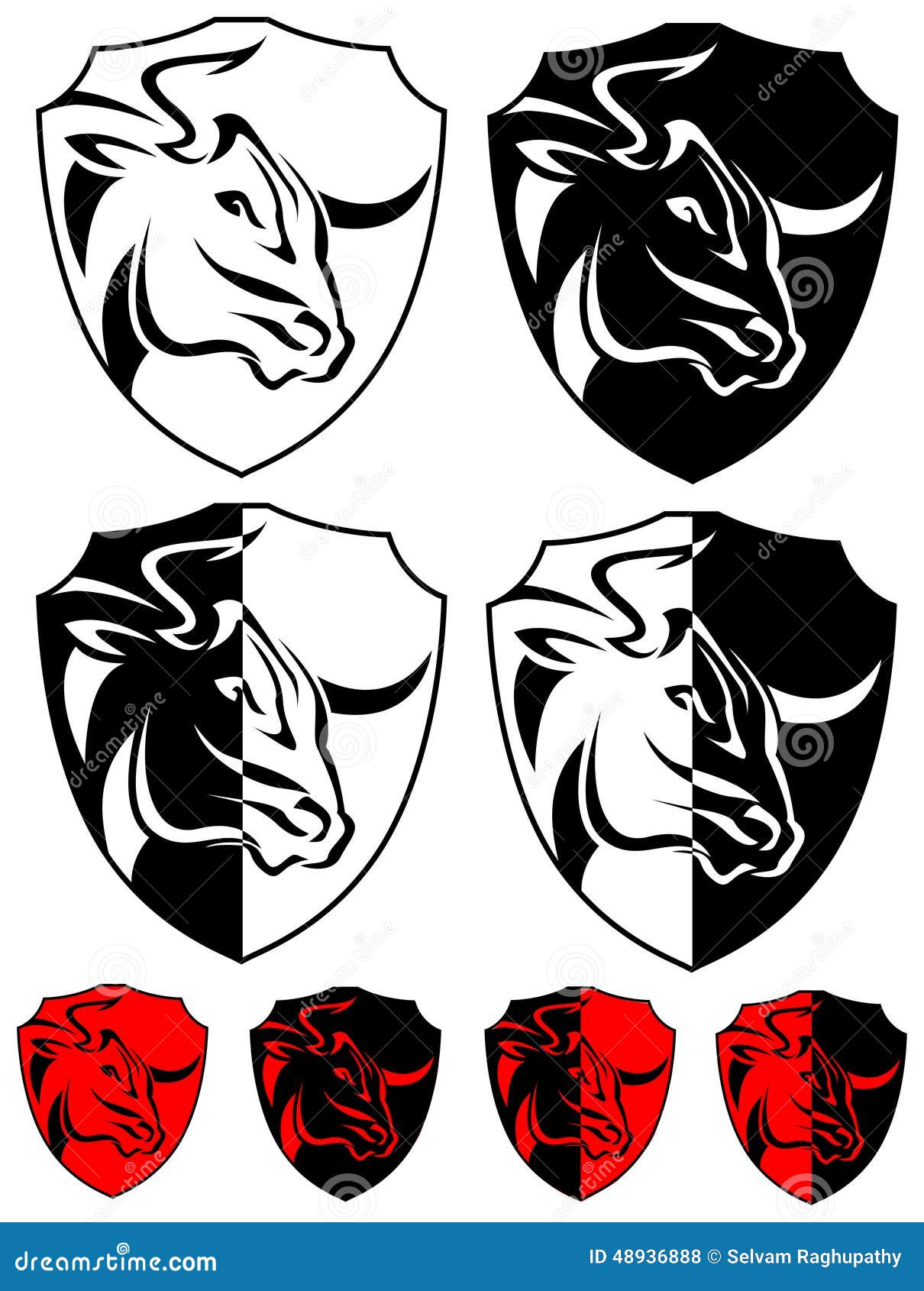 Buffalo design set stock vector. Illustration of bull - 48936888