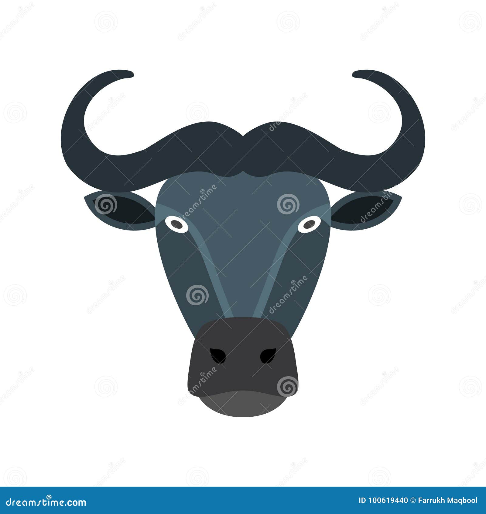 Buffalo Face stock vector. Illustration of design, wildlife - 100619440