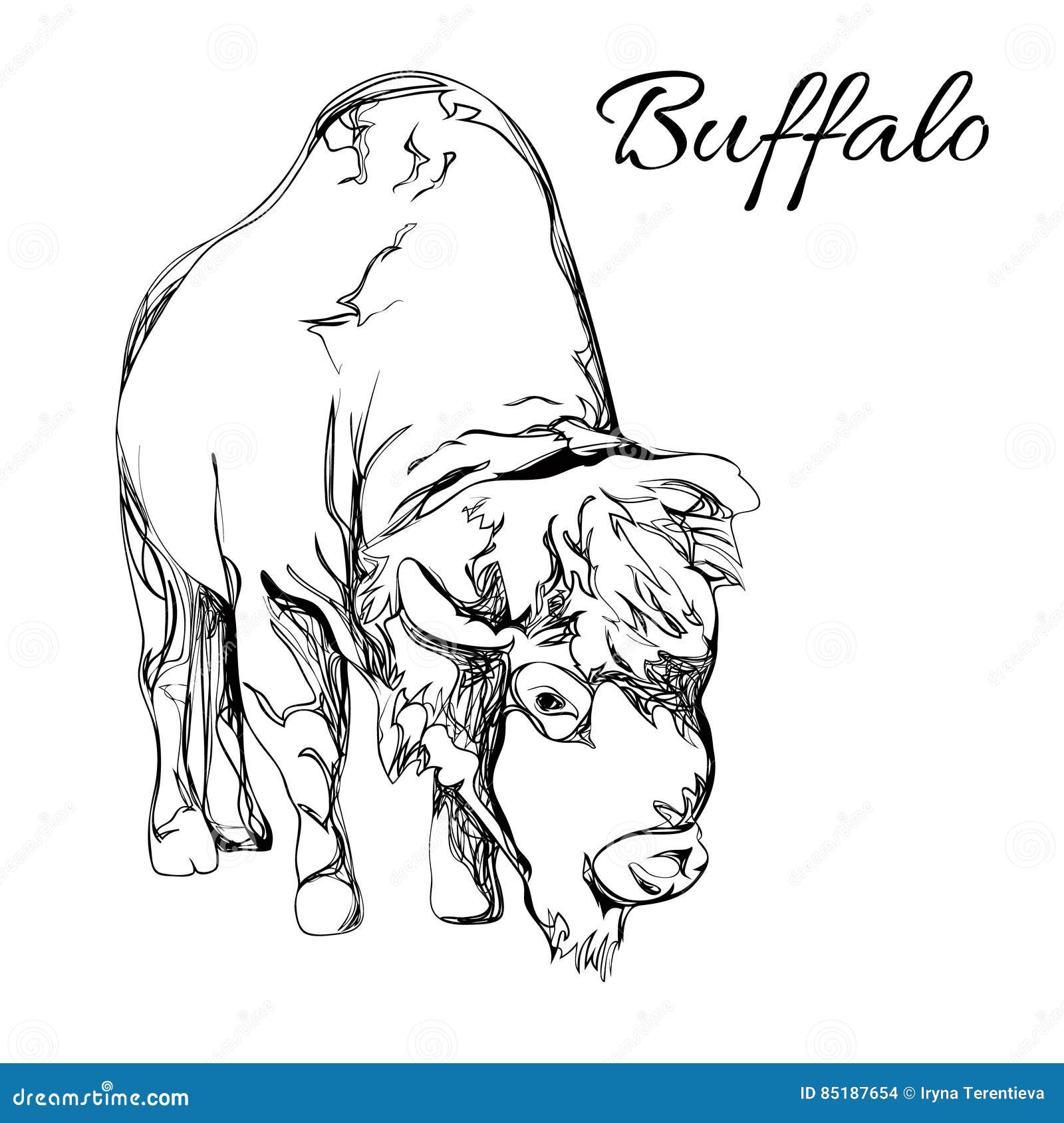 Buffalo in graphic style stock vector. Illustration of emblem - 85187654