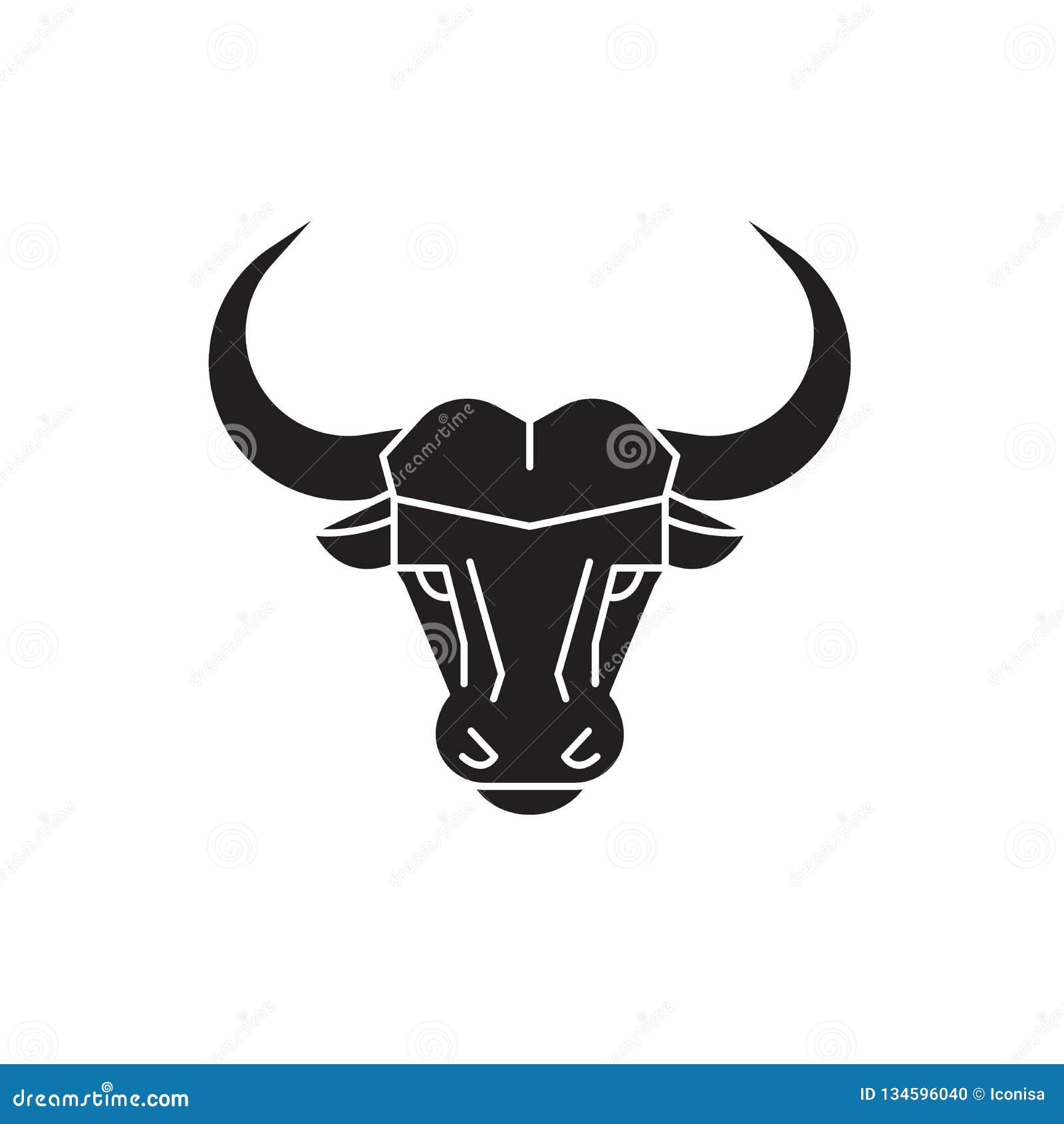 Buffalo Head Black Vector Concept Icon. Buffalo Head Flat Illustration ...
