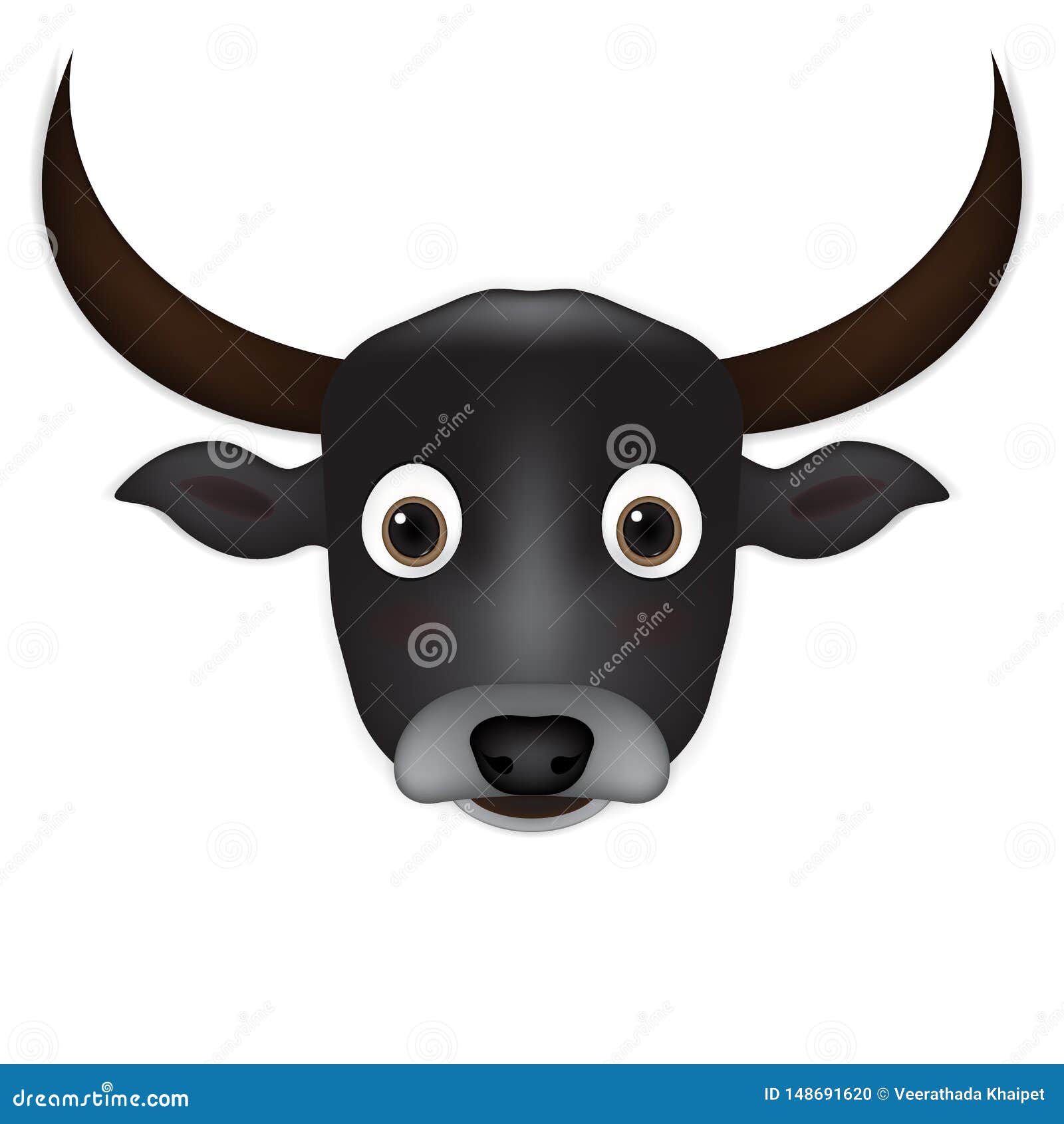 Buffalo Head Cartoon Vector Stock Vector - Illustration of horned ...