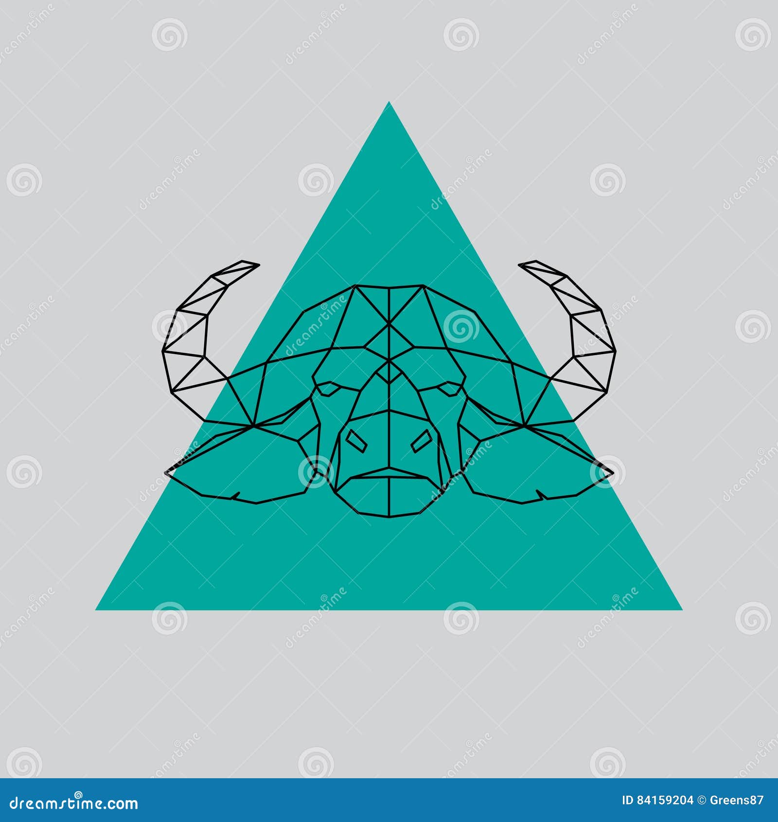 Buffalo Head Geometric Lines Silhouette. Stock Vector - Illustration of ...