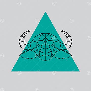 Buffalo Head Geometric Lines Silhouette. Stock Vector - Illustration of ...