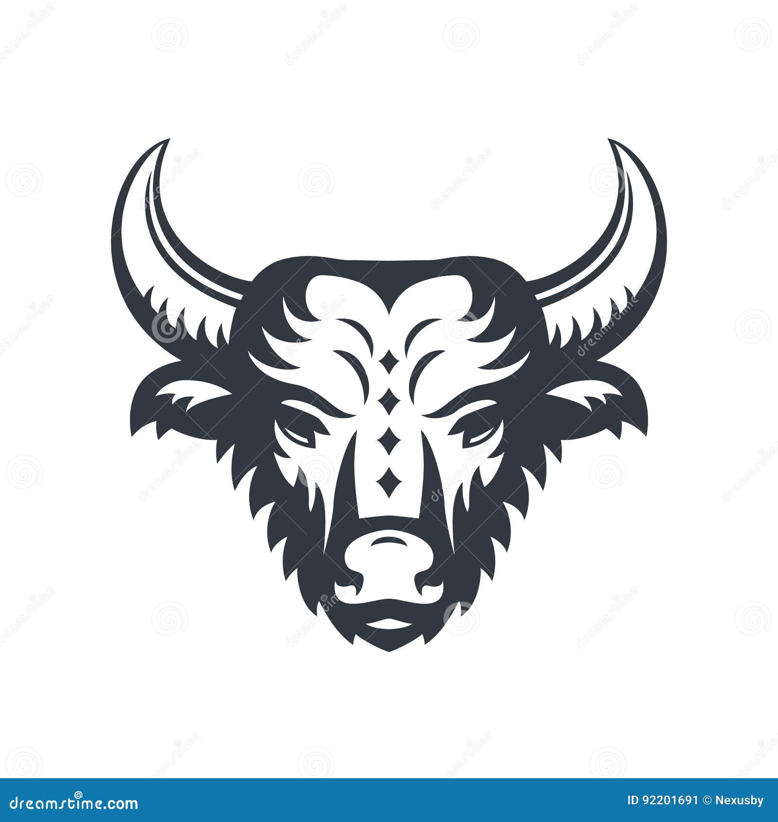 Buffalo Head Logo Element Over White Stock Vector - Illustration of ...