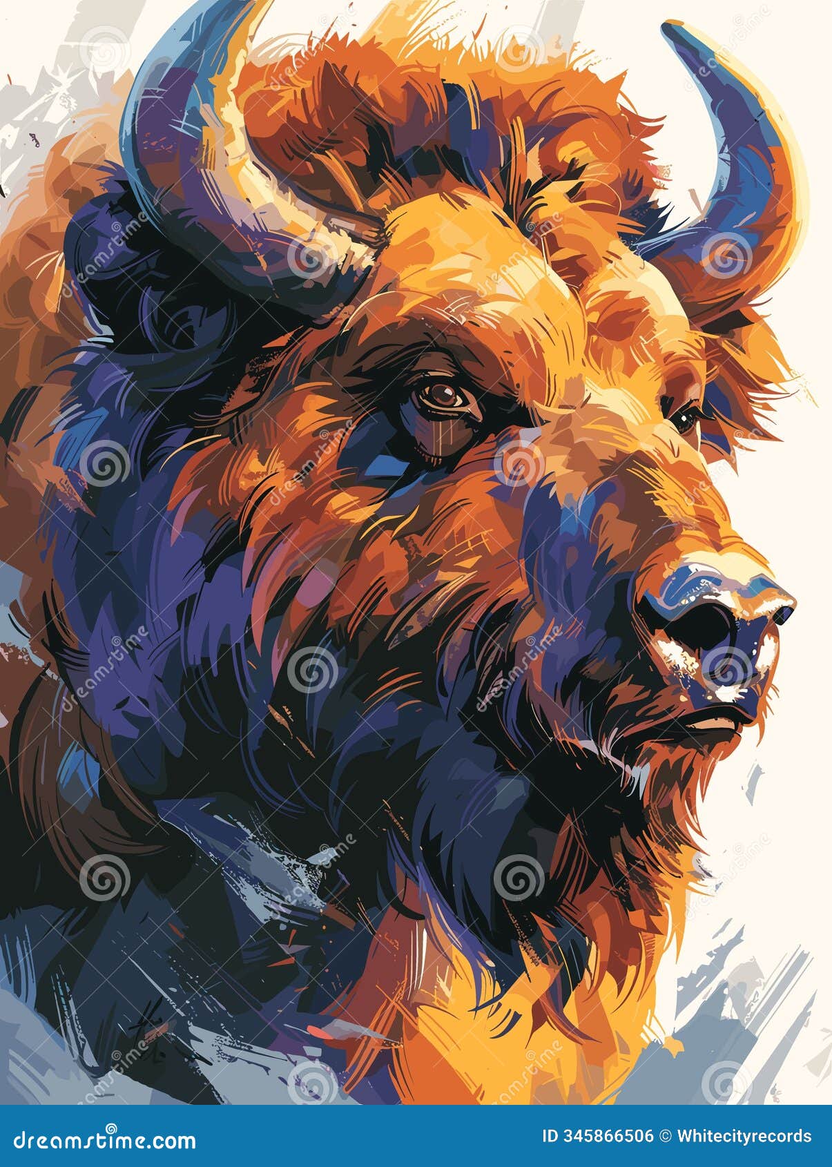 Buffalo Head. Vector Illustration of a Bison Head. Wild Animal. Stock ...