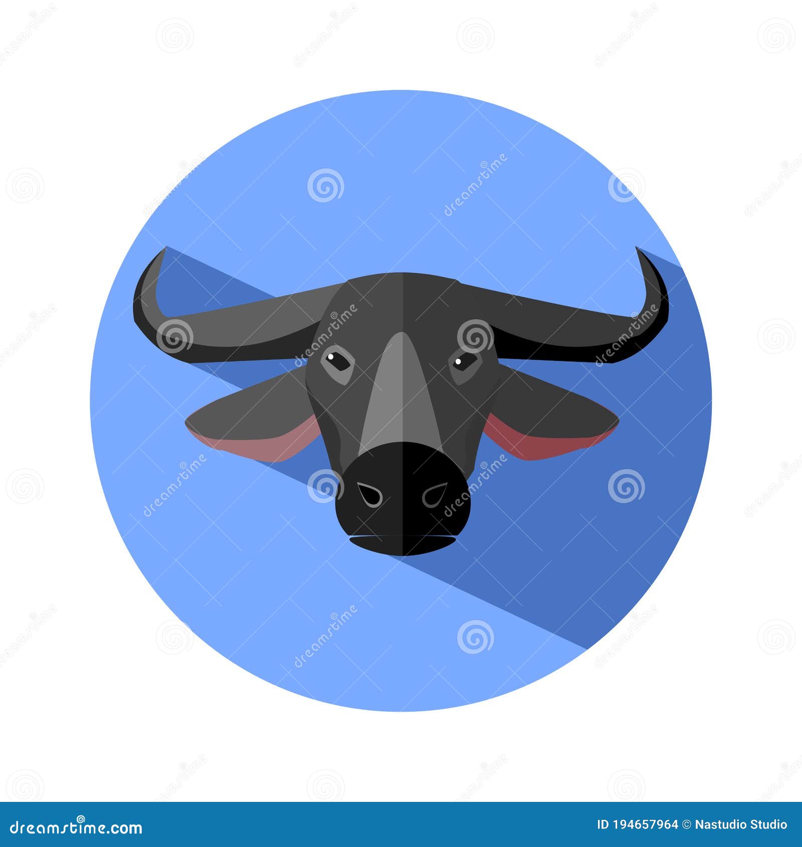Buffalo Icon. Vector Illustration Of African Buffalo, Standing, In Flat ...