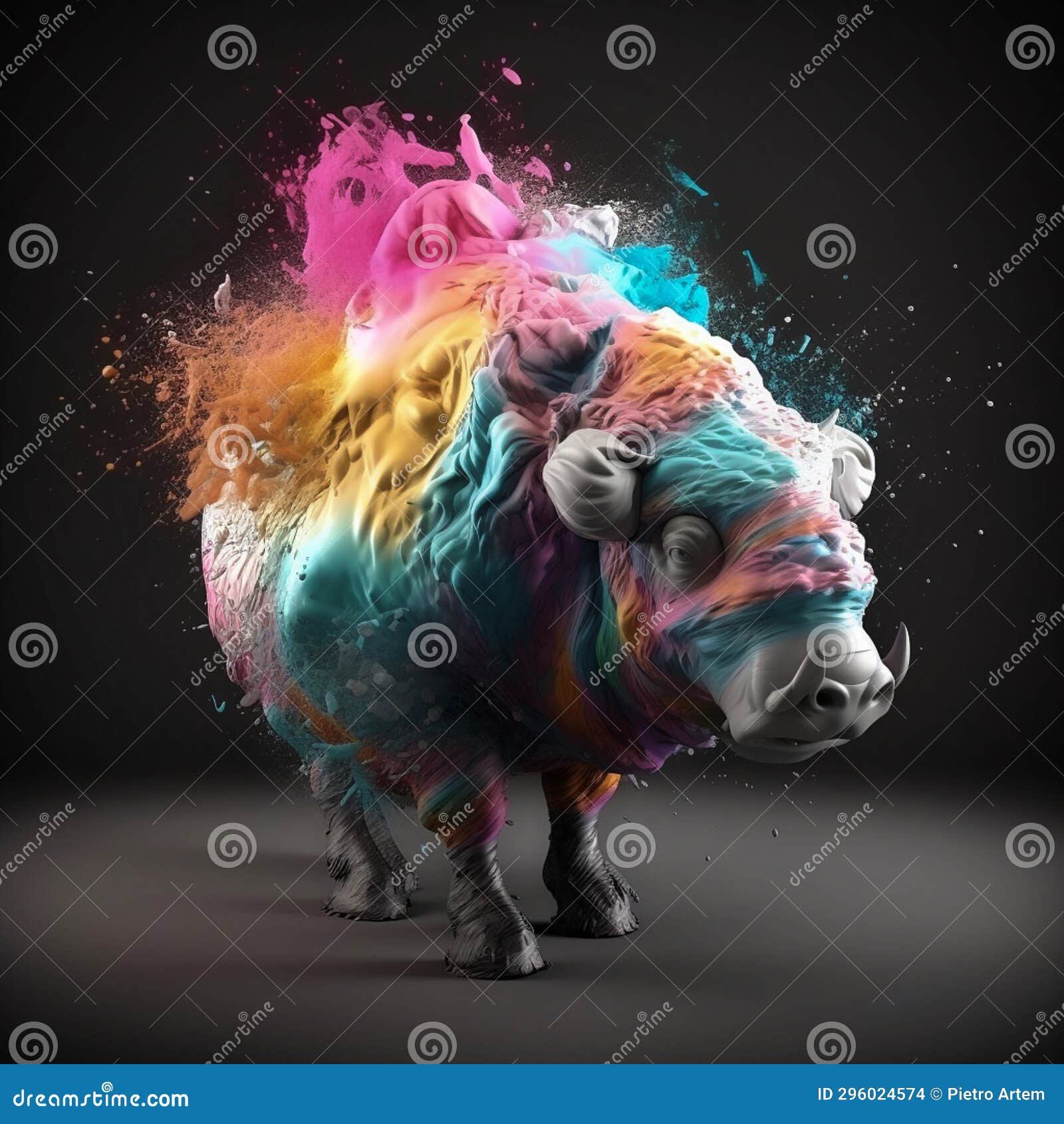 Buffalo Made Of Paint Of Different Colors Royalty-Free Stock ...