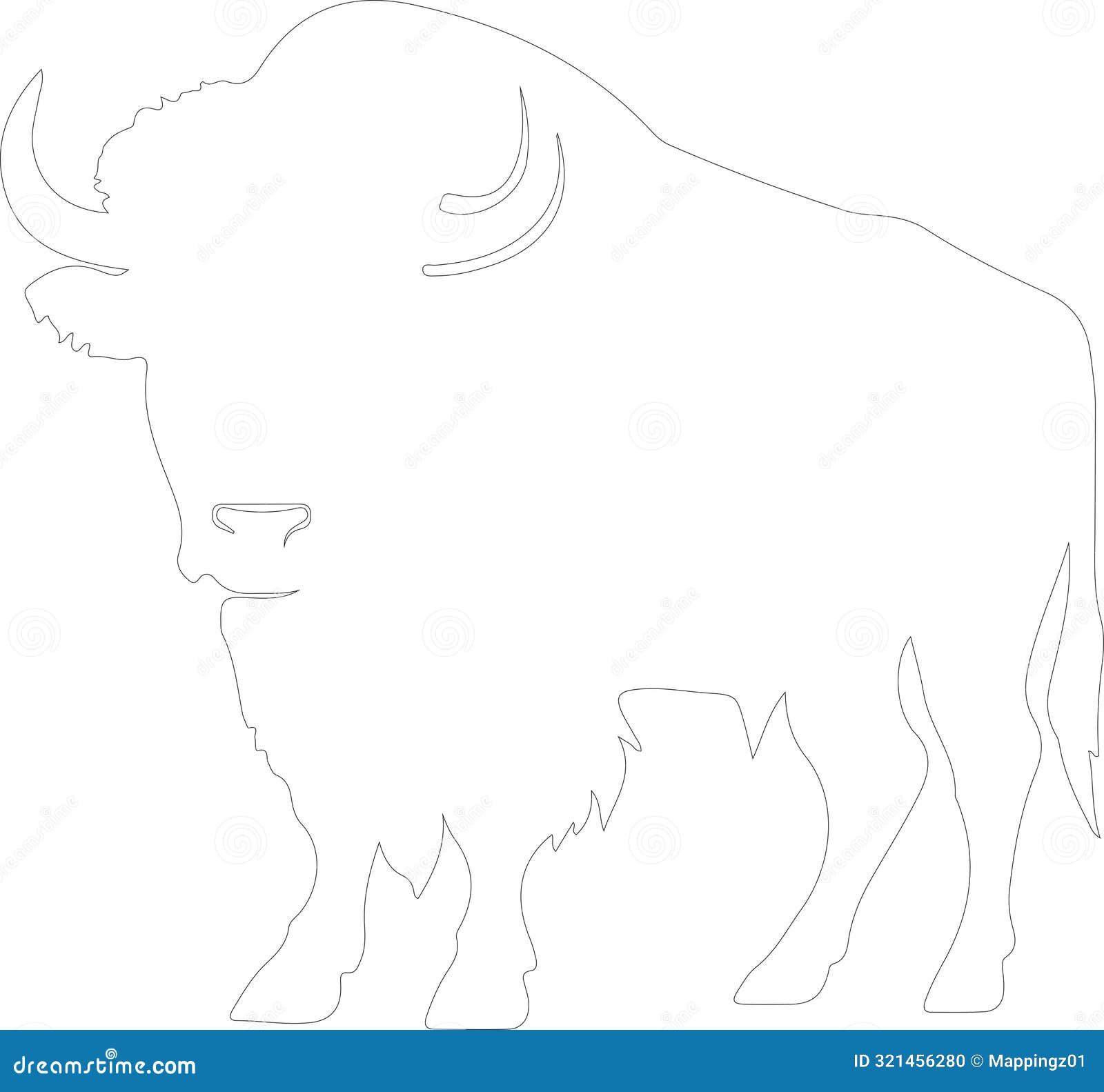 Buffalo Outline Silhouette Generative Ai Stock Vector - Illustration of ...
