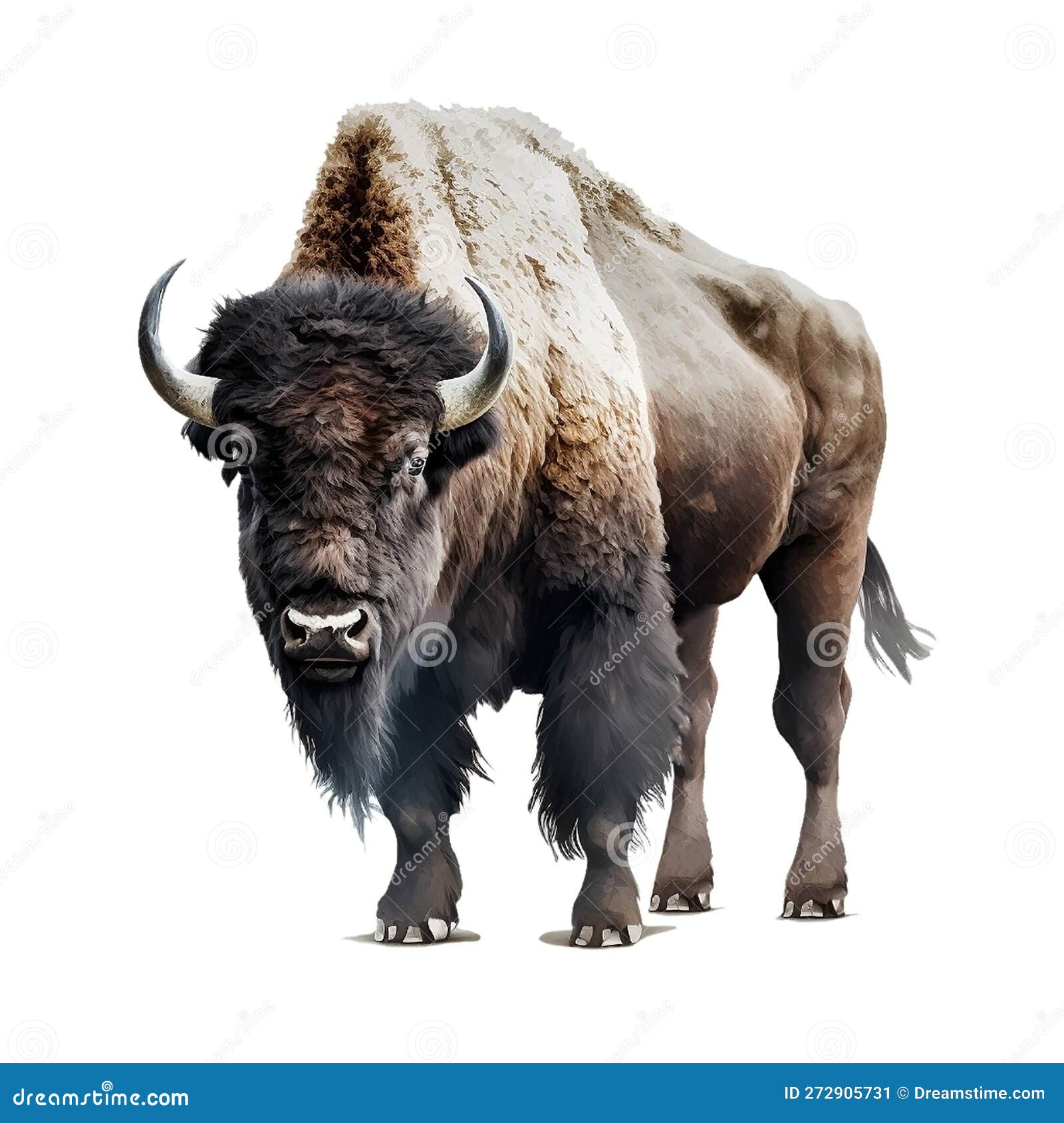 Buffalo Realistic Style White Background 2 Stock Illustration ...