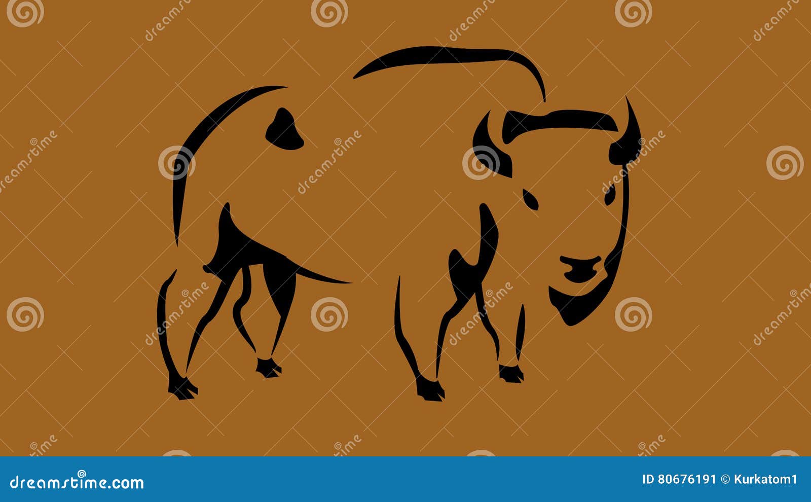 Buffalo stock illustration. Illustration of species, animal - 80676191
