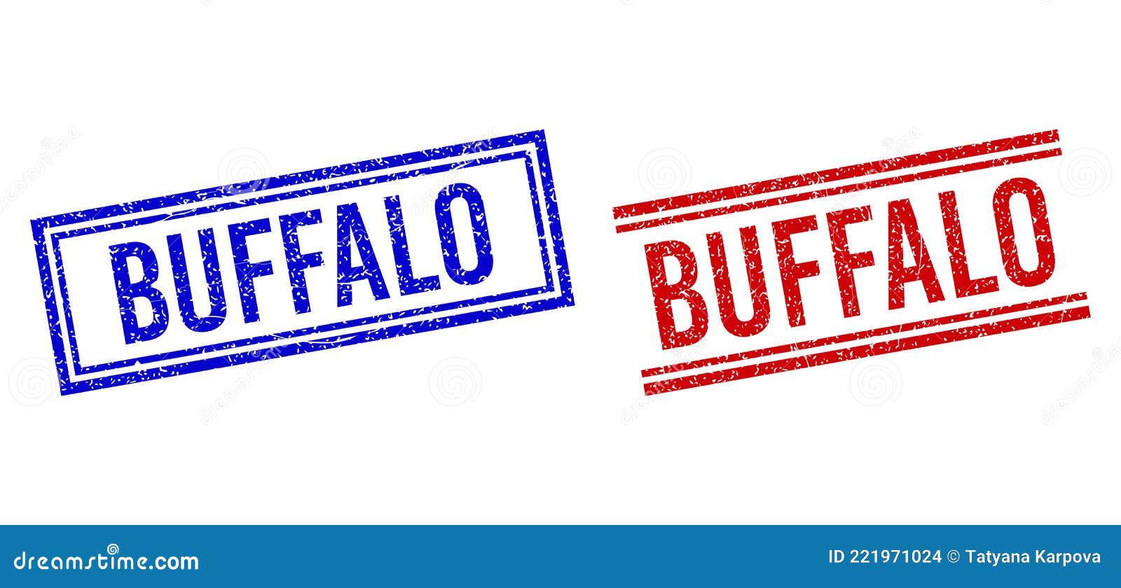 Distress Textured BUFFALO Stamps with Double Lines Stock Vector ...