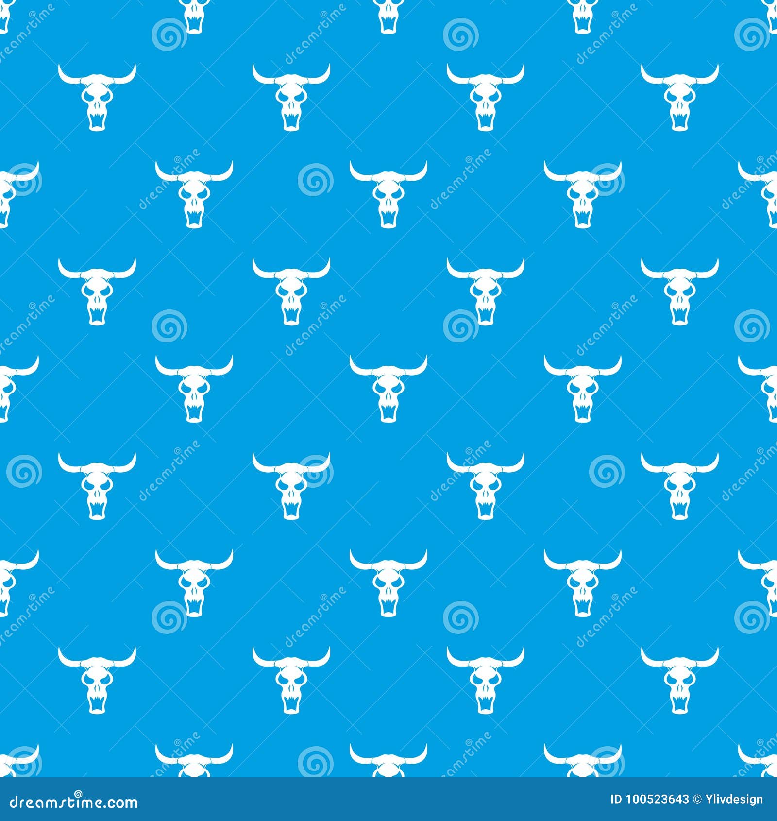 Buffalo Skull Pattern Seamless Blue Stock Vector - Illustration of ...